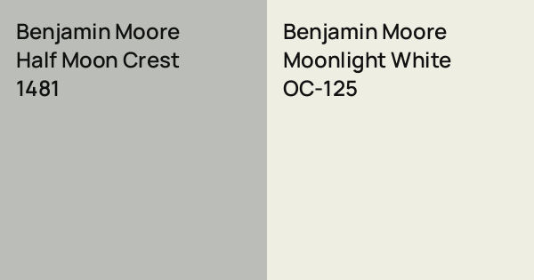 Benjamin Moore Half Moon Crest vs. Benjamin Moore Moonlight White ...