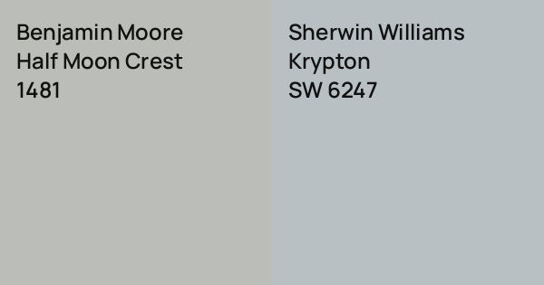 Benjamin Moore Half Moon Crest vs. Sherwin Williams Krypton comparison