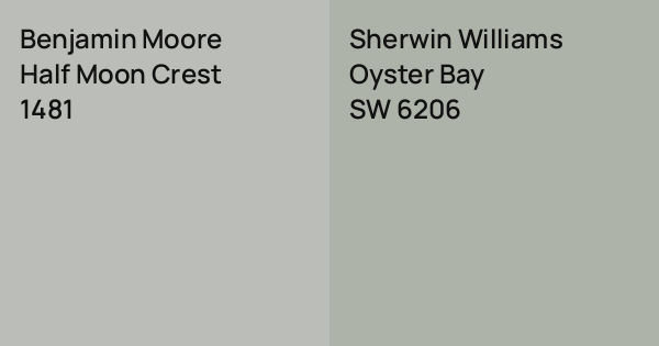 Benjamin Moore Half Moon Crest vs. Sherwin Williams Oyster Bay comparison