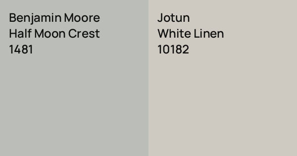 Benjamin Moore Half Moon Crest vs. Jotun White Linen comparison
