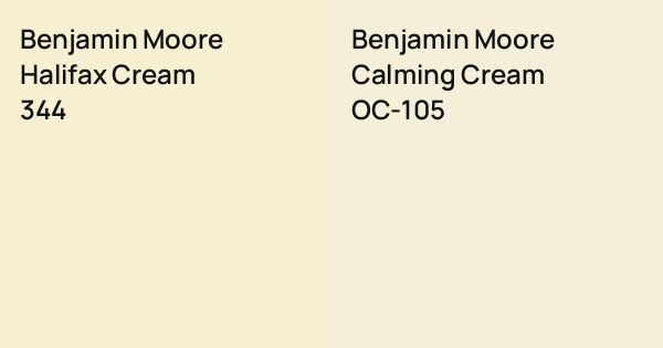 Benjamin Moore Halifax Cream vs. Benjamin Moore Calming Cream comparison