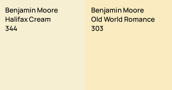 Benjamin Moore Halifax Cream vs. Benjamin Moore Old World Romance ...
