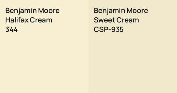 Benjamin Moore Halifax Cream vs. Benjamin Moore Sweet Cream comparison