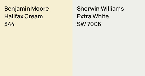 Benjamin Moore Halifax Cream vs. Sherwin Williams Extra White comparison