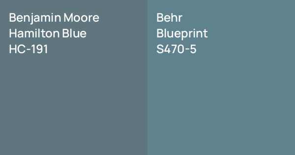 Benjamin Moore Hamilton Blue vs. Behr Blueprint comparison