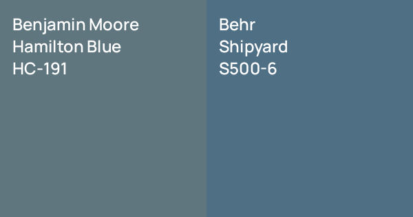 Benjamin Moore Hamilton Blue vs. Behr Shipyard comparison