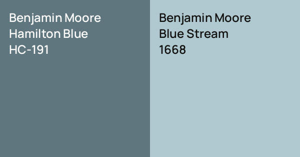 Benjamin Moore Hamilton Blue vs. Benjamin Moore Blue Stream comparison