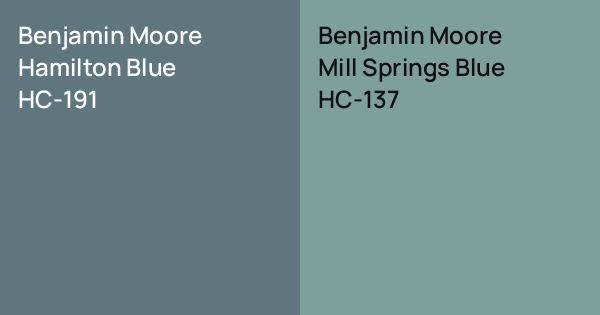 Benjamin Moore Hamilton Blue vs. Benjamin Moore Mill Springs Blue ...