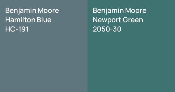 Benjamin Moore Hamilton Blue vs. Benjamin Moore Newport Green comparison