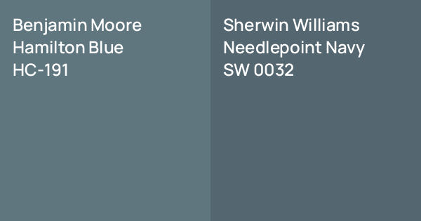 Benjamin Moore Hamilton Blue vs. Sherwin Williams Needlepoint Navy ...