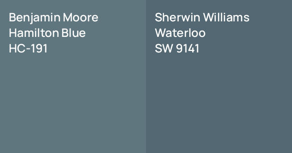 Benjamin Moore Hamilton Blue vs. Sherwin Williams Waterloo comparison