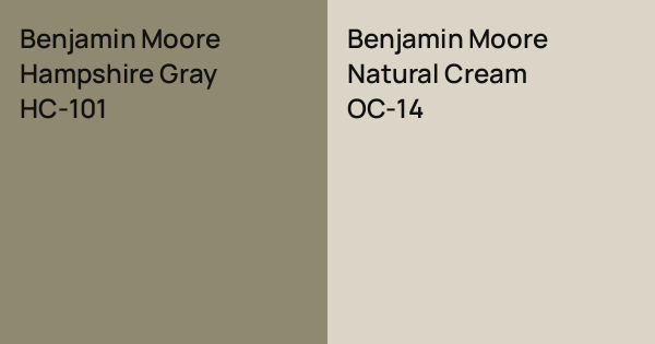Benjamin Moore Hampshire Gray vs. Benjamin Moore Natural Cream comparison