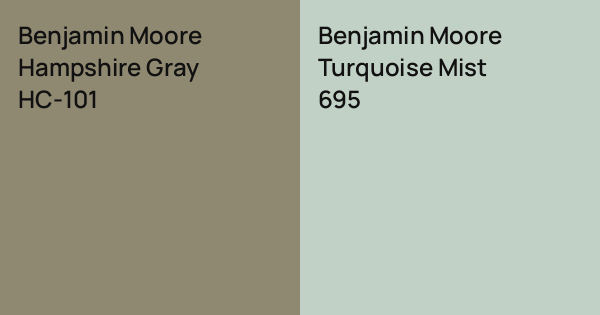 Benjamin Moore Hampshire Gray vs. Benjamin Moore Turquoise Mist comparison