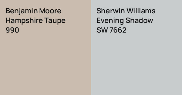 Benjamin Moore Hampshire Taupe vs. Sherwin Williams Evening Shadow ...