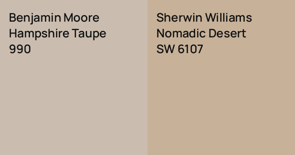 Benjamin Moore Hampshire Taupe vs. Sherwin Williams Nomadic Desert ...