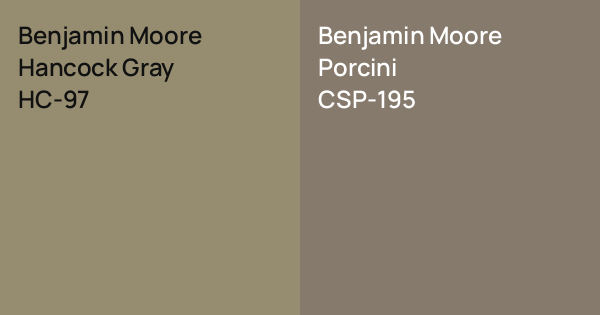 Benjamin Moore Hancock Gray vs. Benjamin Moore Porcini comparison