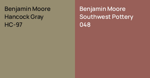 Benjamin Moore Hancock Gray vs. Benjamin Moore Southwest Pottery comparison