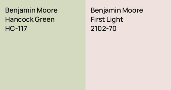 Benjamin Moore Hancock Green vs. Benjamin Moore First Light comparison