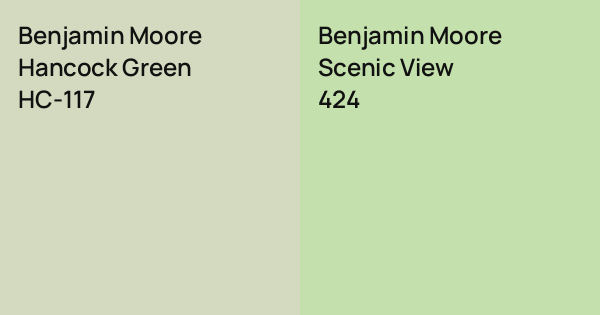 Benjamin Moore Hancock Green vs. Benjamin Moore Scenic View comparison
