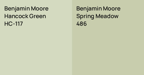 Benjamin Moore Hancock Green vs. Benjamin Moore Spring Meadow comparison