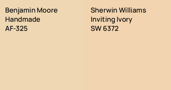 Benjamin Moore Handmade vs. Sherwin Williams Inviting Ivory comparison