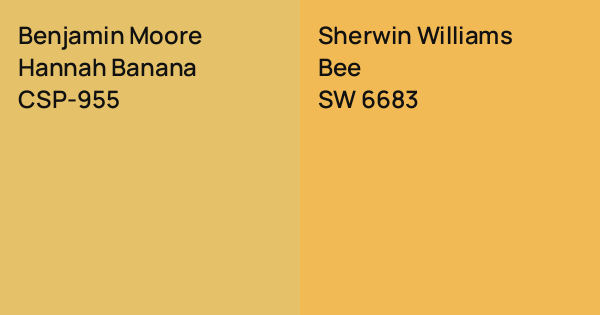 Benjamin Moore Hannah Banana vs. Sherwin Williams Bee comparison
