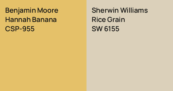 Benjamin Moore Hannah Banana vs. Sherwin Williams Rice Grain comparison