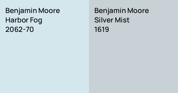 Benjamin Moore Harbor Fog vs. Benjamin Moore Silver Mist comparison