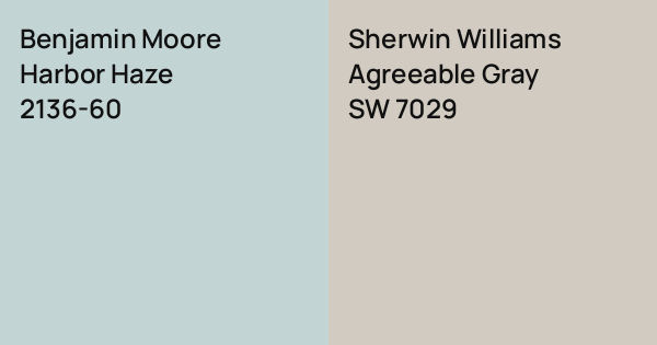 Benjamin Moore Harbor Haze vs. Sherwin Williams Agreeable Gray comparison