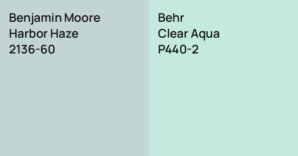 Benjamin Moore Harbor Haze vs. Behr Clear Aqua comparison