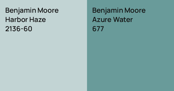Benjamin Moore Harbor Haze vs. Benjamin Moore Azure Water comparison