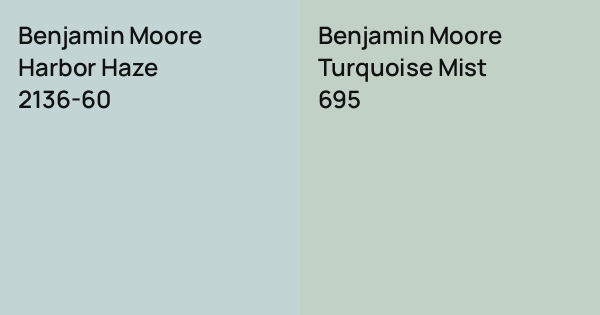 Benjamin Moore Harbor Haze vs. Benjamin Moore Turquoise Mist comparison