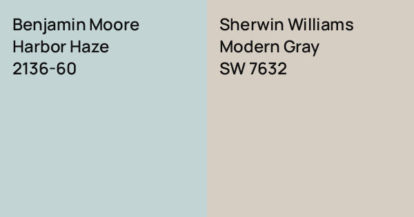 Benjamin Moore Harbor Haze vs. Sherwin Williams Modern Gray comparison