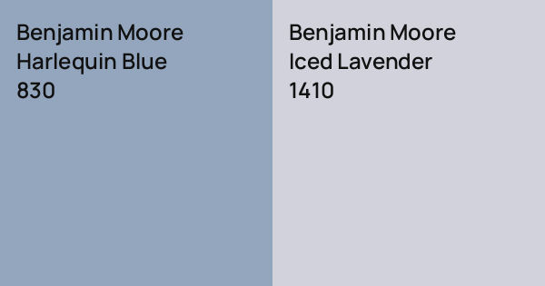 Benjamin Moore Harlequin Blue vs. Benjamin Moore Iced Lavender comparison