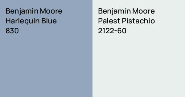 Benjamin Moore Harlequin Blue vs. Benjamin Moore Palest Pistachio ...