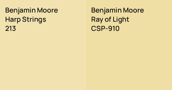 Benjamin Moore Harp Strings vs. Benjamin Moore Ray of Light comparison