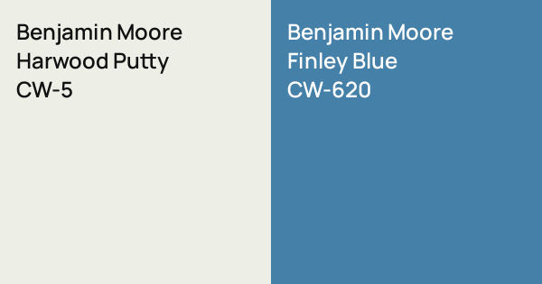 Benjamin Moore Harwood Putty vs. Benjamin Moore Finley Blue comparison