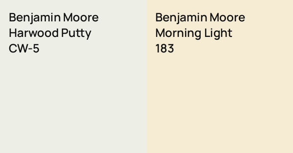 Benjamin Moore Harwood Putty vs. Benjamin Moore Morning Light comparison