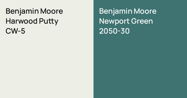 Benjamin Moore Harwood Putty vs. Benjamin Moore Newport Green comparison