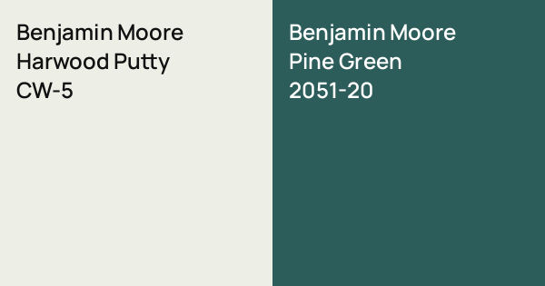 Benjamin Moore Harwood Putty vs. Benjamin Moore Pine Green comparison