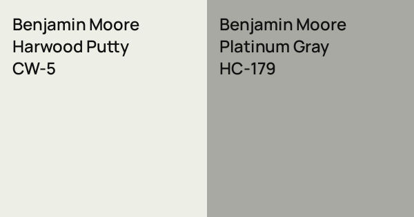Benjamin Moore Harwood Putty vs. Benjamin Moore Platinum Gray comparison