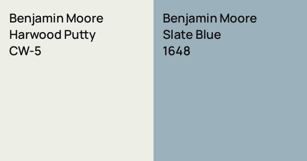 Benjamin Moore Harwood Putty vs. Benjamin Moore Slate Blue comparison