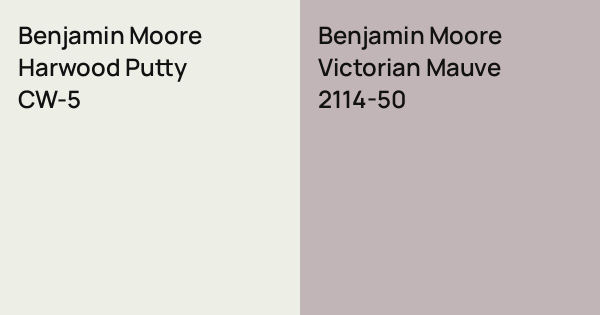 Benjamin Moore Harwood Putty vs. Benjamin Moore Victorian Mauve comparison
