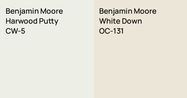 Benjamin Moore Harwood Putty vs. Benjamin Moore White Down comparison