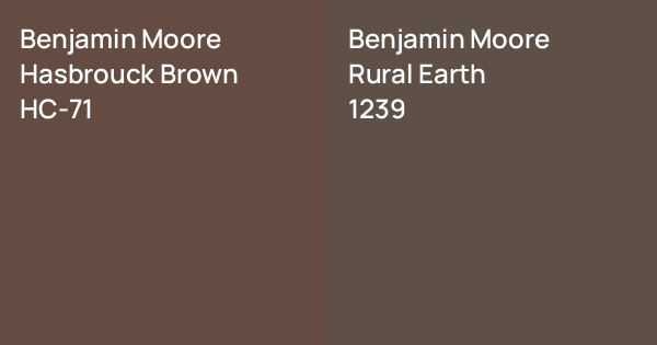 Benjamin Moore Hasbrouck Brown vs. Benjamin Moore Rural Earth comparison