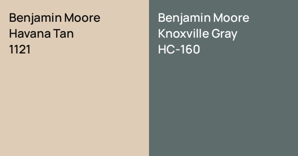Benjamin Moore Havana Tan vs. Benjamin Moore Knoxville Gray comparison