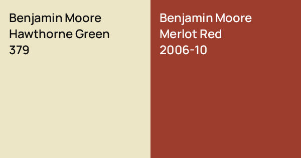 Benjamin Moore Hawthorne Green vs. Benjamin Moore Merlot Red comparison