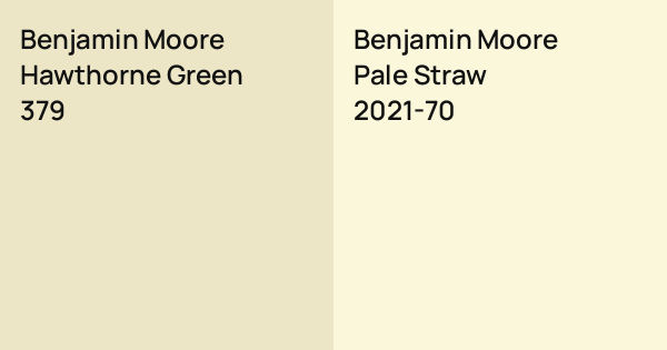 Benjamin Moore Hawthorne Green vs. Benjamin Moore Pale Straw comparison