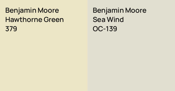 Benjamin Moore Hawthorne Green vs. Benjamin Moore Sea Wind comparison