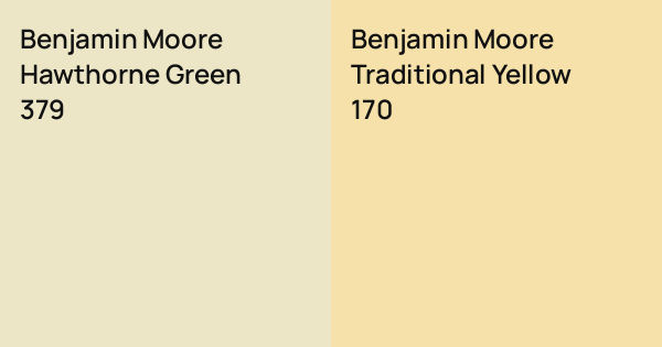 Benjamin Moore Hawthorne Green vs. Benjamin Moore Traditional Yellow ...